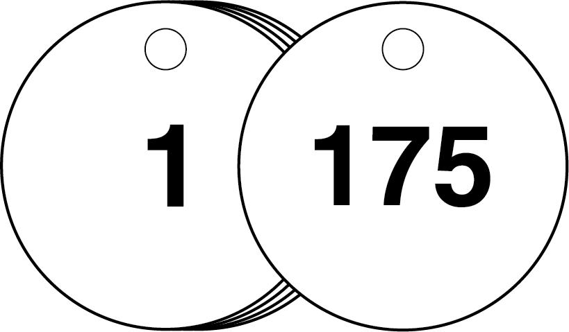 Engraved Traffolyte Numbered Valve Disc Set of 175 (Choice of sizes ...