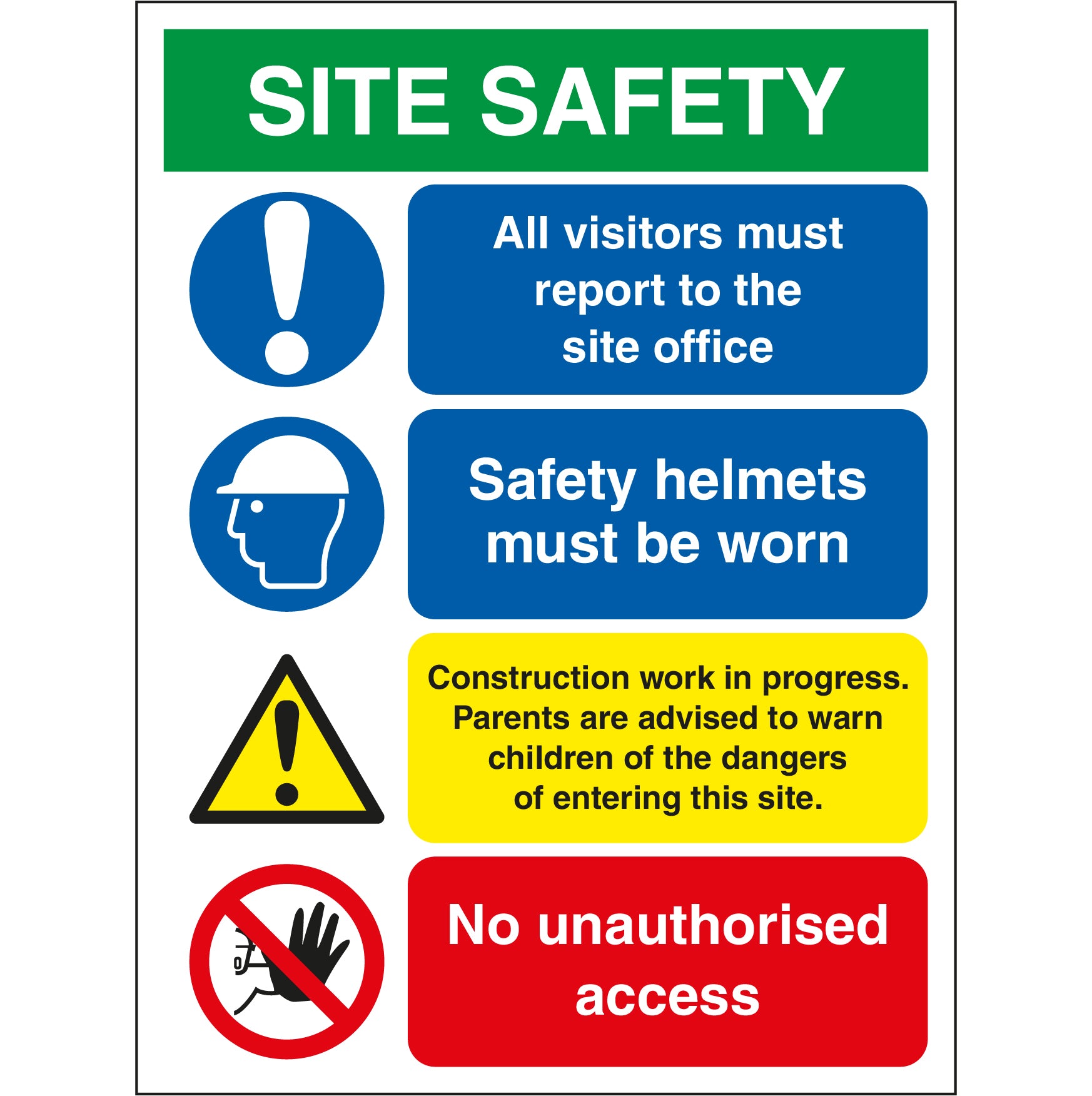 Site Safety Board - Visitors, Safety Helmets, Construction Site, Unaut ...
