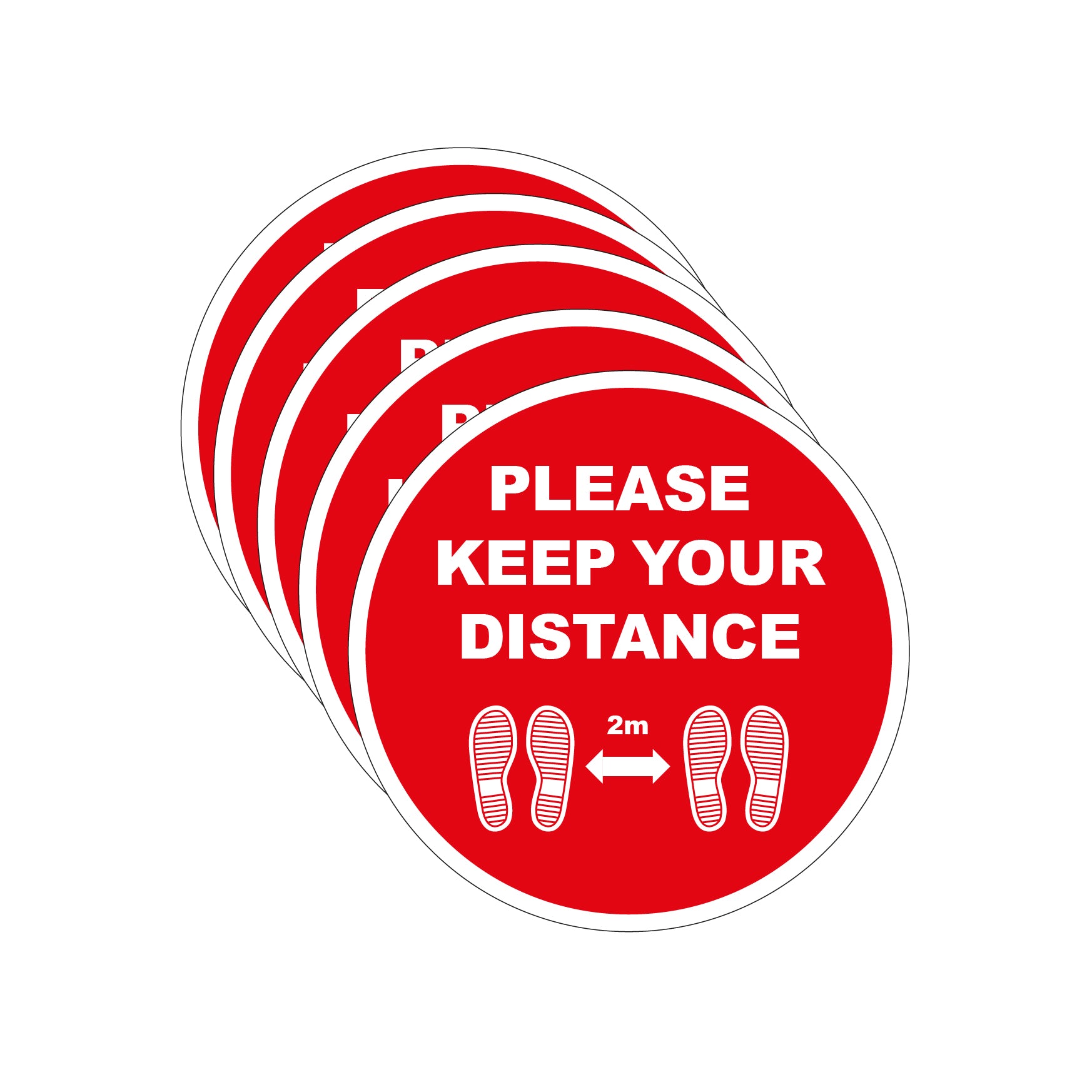 Keep Your Distance Floor Stickers - Pack Of 5 - First Safety Signs