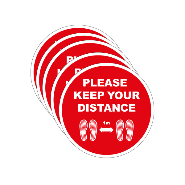(Red) Please Keep Your Distance Of 1 Metre Floor Stickers - First ...