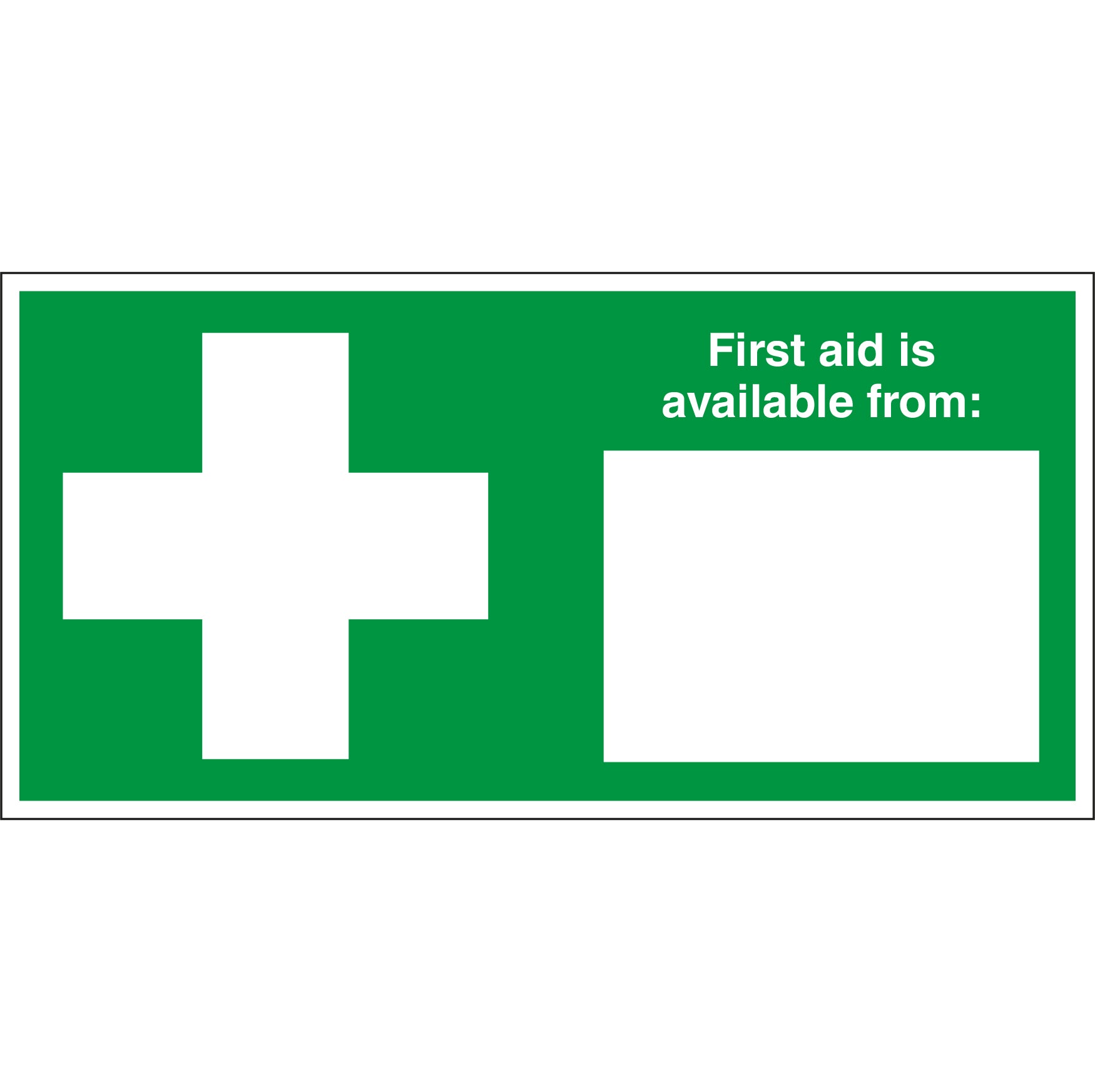 Horizontal First Aid Is Available From Sign | First Safety Signs ...