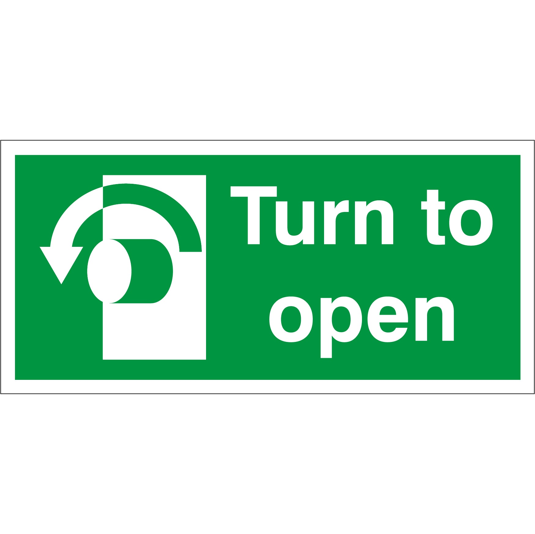 Turn To Open Sign Left - First Safety Signs
