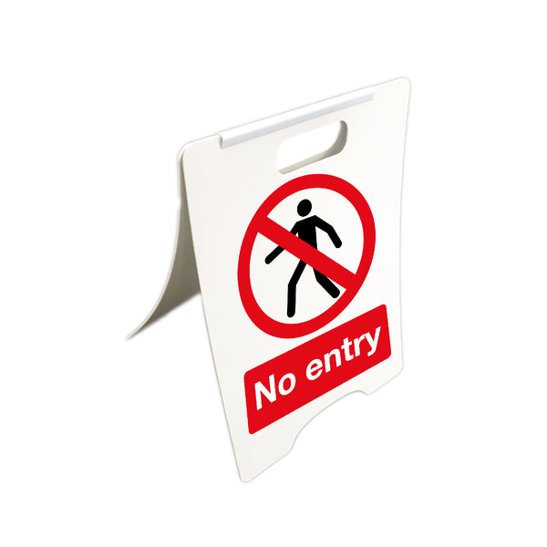 No Entry White Standing Floor Sign - First Safety Signs