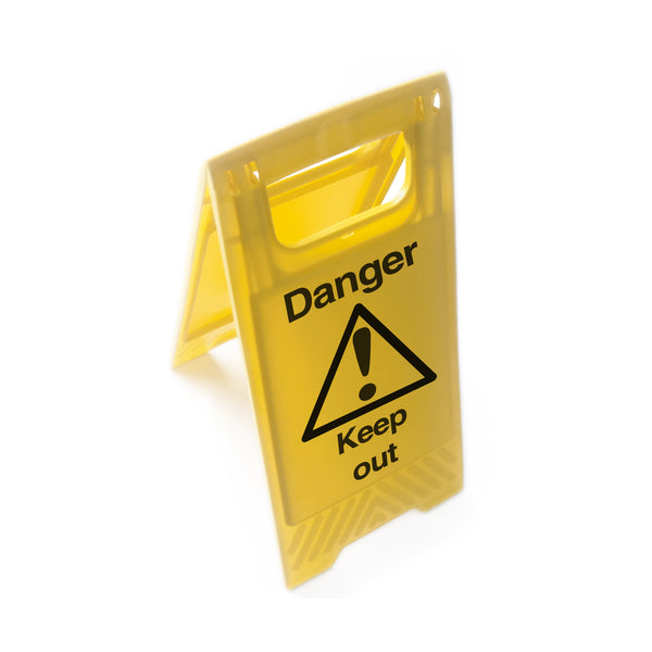 Danger Keep Out Yellow Standing Floor Sign - First Safety Signs