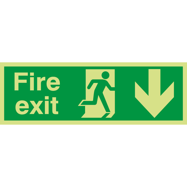 Fire Exit Arrow Down Sign | First Safety Signs - First Safety Signs