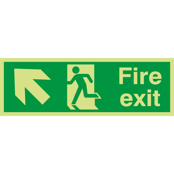 Fire Exit Sign Arrow Up Left | First Safety Signs - First Safety Signs