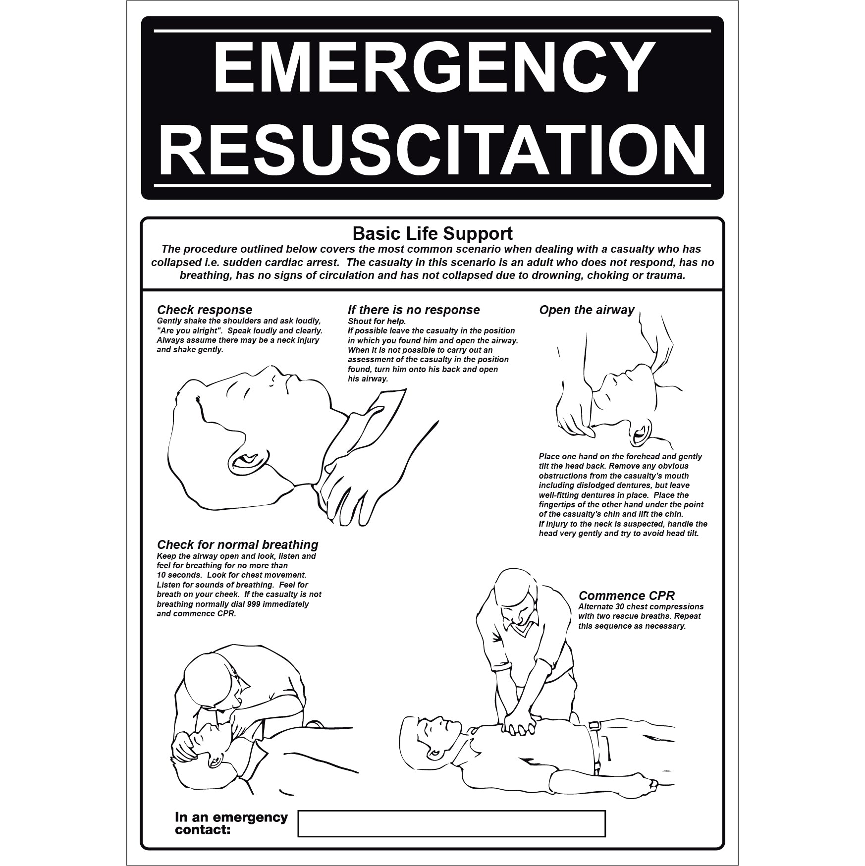 Emergency Resuscitation Poster | First Safety Signs - First Safety Signs